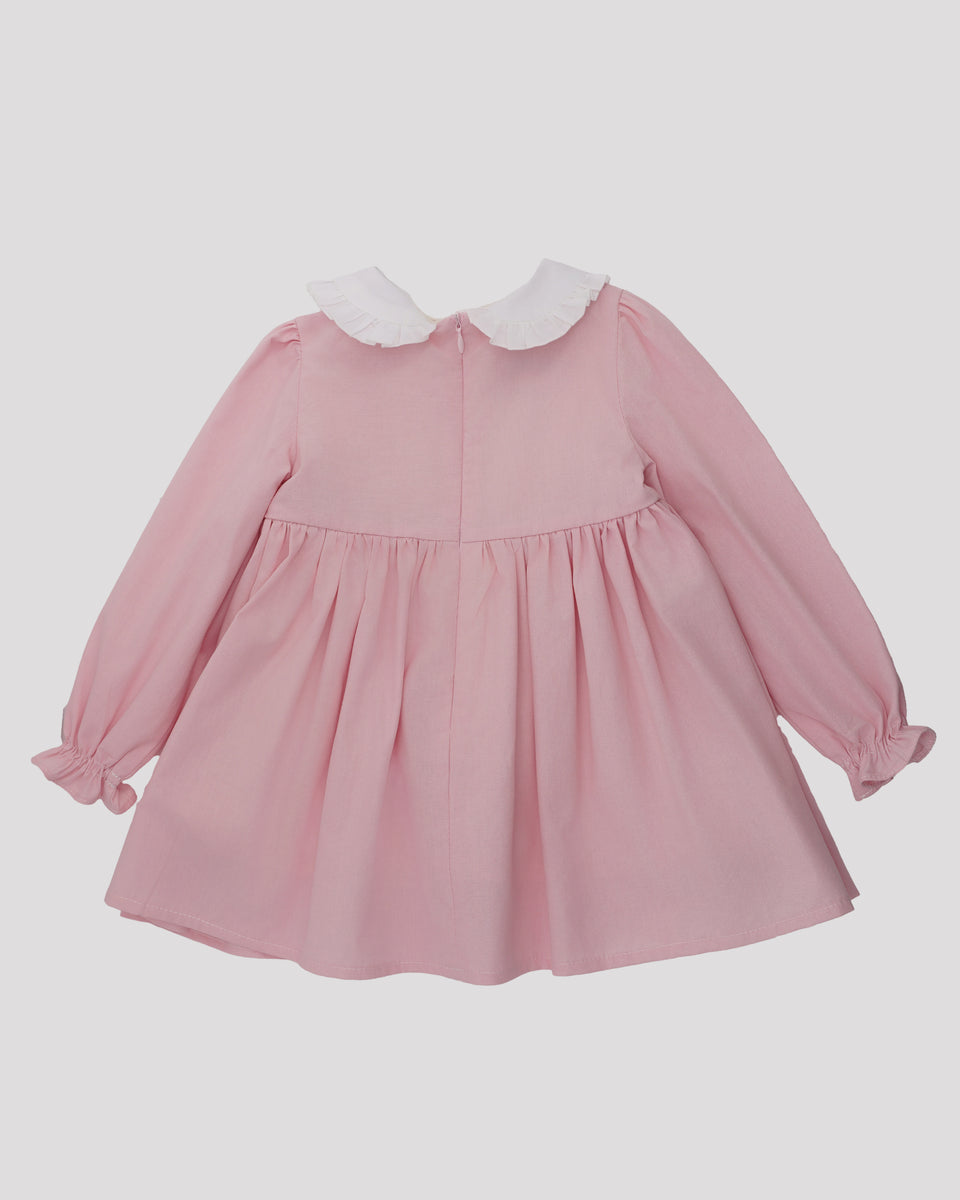 Rochie roz cu guler alb Haine copii - Haine fete, baieti si bebe